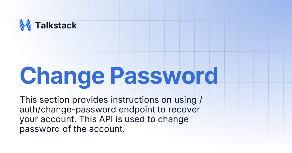 Change Password | Talkstack